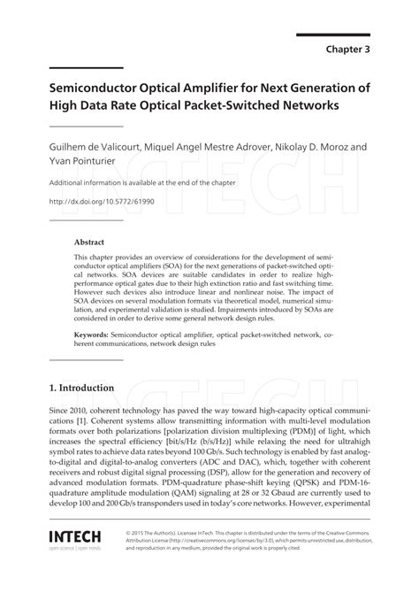 Pdf Semiconductor Optical Amplifier For Next Generation Of High Data