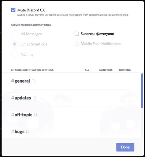Bases des paramètres de notifications Discord