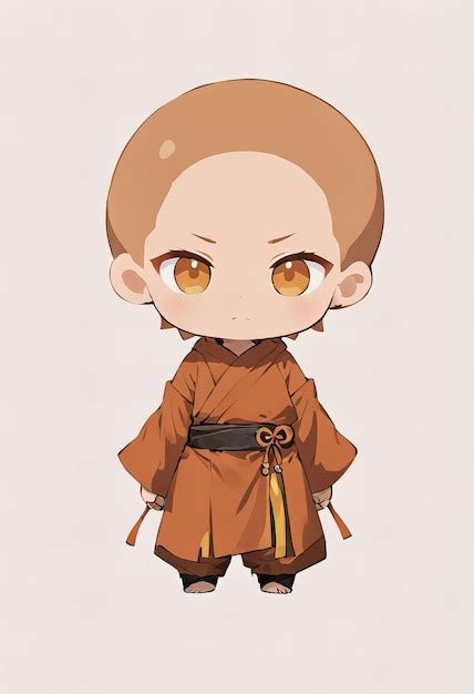 Minimalist Chibi Monk Character Design Premium Ai Generated Image