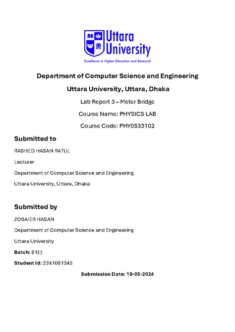 Phy Lab Report 3 Zobaier Department Of Computer Science And