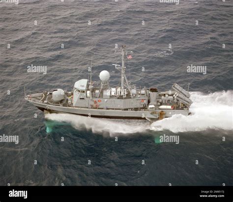 An Aerial Port Beam View Of The Patrol Combatant Missile Hydrofoil Uss Aquila Phm 4 Underway