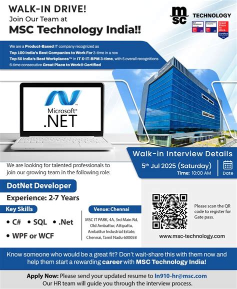 Msctechnology Walkindrive Chennaijobs Careeropportunity Nowhiring