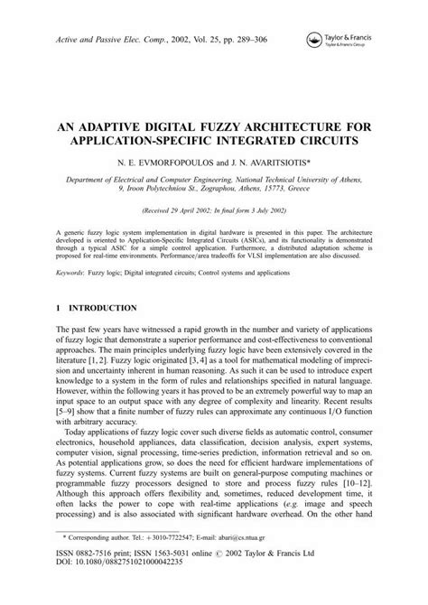Pdf An Adaptive Digital Fuzzy Architecture For
