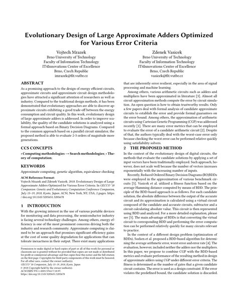 pdf evolutionary design of large approximate adders optimized for