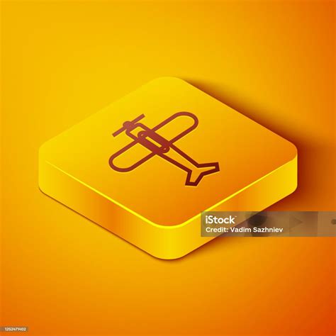 주황색 배경에 격리된 등색 선 평면 아이콘입니다 비행 비행기 아이콘 여객기 기호 노란색 정사각형 버튼입니다 벡터 일러스트레이션 3차원 형태에 대한 스톡 벡터 아트 및 기타