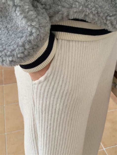 골덴 코듀로이 골지 밴딩 롱 니트 팬츠