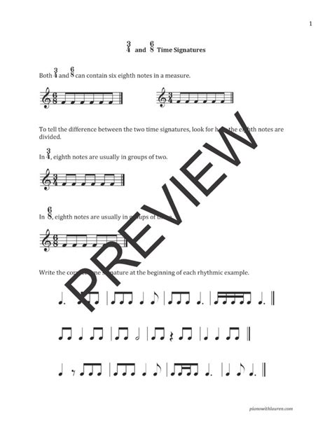Free Rhythm Worksheets 6 8 Time Signature Worksheets