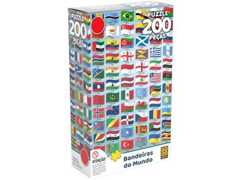 Quebra cabeça Peças Puzzle Bandeiras do Mundo Grow Quebra Cabeça Magazine Luiza