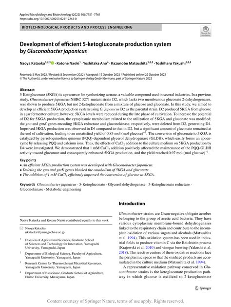 Development Of Efficient 5 Ketogluconate Production System By
