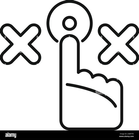 Line Art Icon Of A Hand Pressing A Button Making The Right Choice