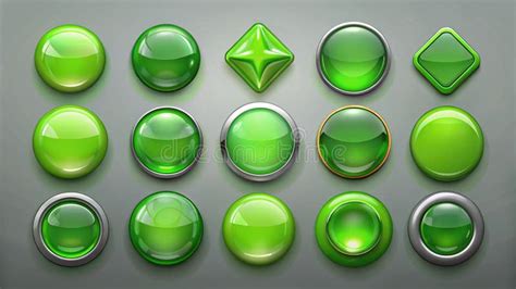 Download Realistic 3d Green Glossy Buttons Highquality Uiux Badge Templates For Web App And Game