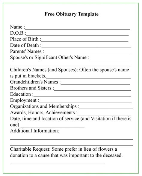 The Interesting Obituary Template Inside Fill In The Blank Obituary