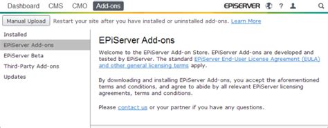 Installing And Using Episerver Add Ons Optimizely Developer Com