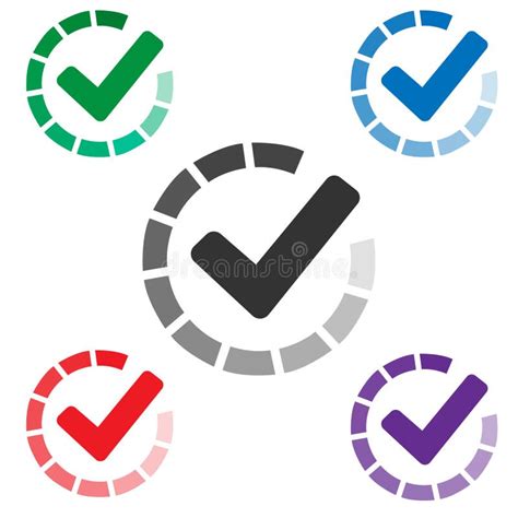 Colored Vector Illustration With Checkmark Icon Set Stock Vector