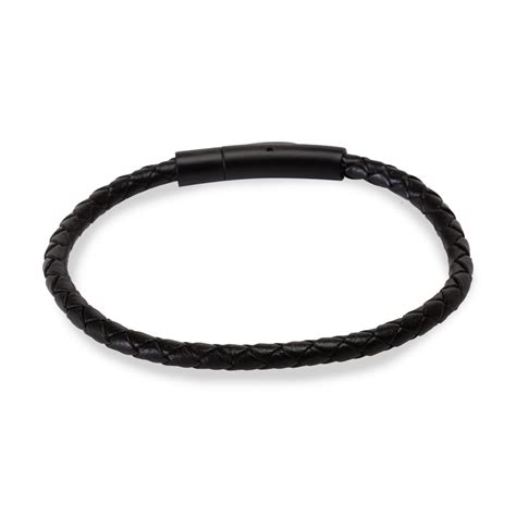Pulseira Masculina Filippo De Couro Preto Key Design