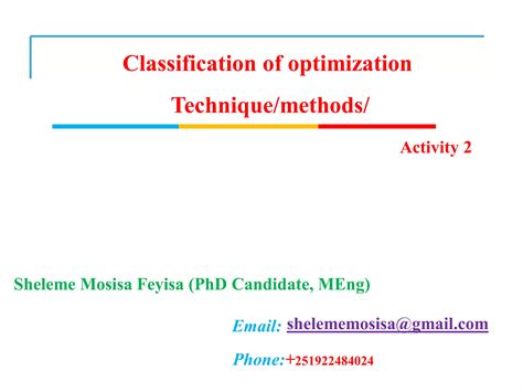 Classification Of Optimization Techniques Pdf Computer Software And