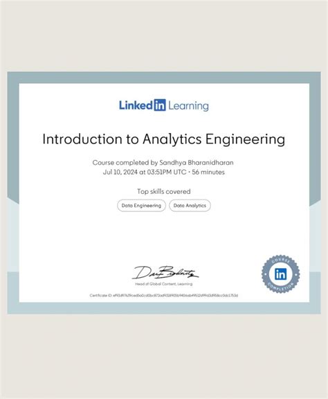 Sandhya Bharanidharan On Linkedin Excited To Share A Certificate Of