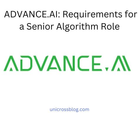 Advanceai Requirements For A Senior Algorithm Role Unicrossblog