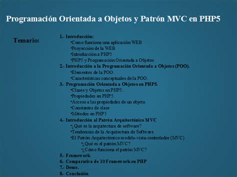 Programación Orientada A Objetos Y Patrón Mvc En Php5