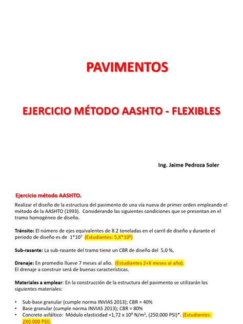 104b Ejercicio Metodo Aashto Flexibles Pdf Ingeniería