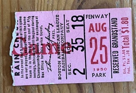 Vintage 82550 Red Soxtigers Fenway Park Ticket Stub Ebay