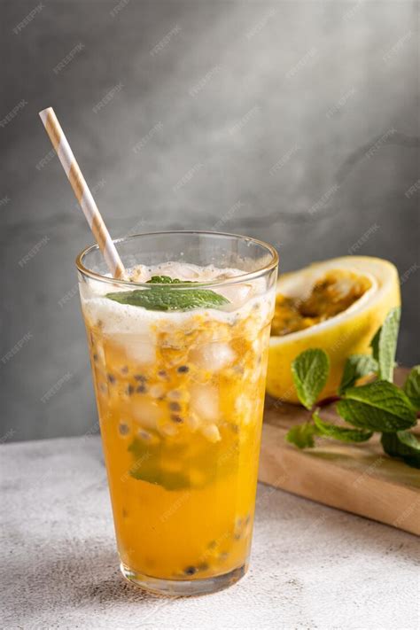 Premium Photo Refreshing Passion Fruit Drink With Mint And Vodka