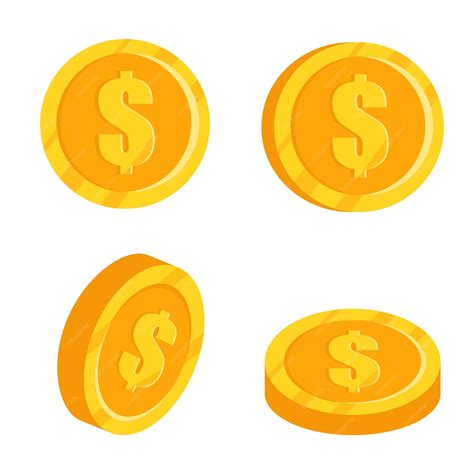 Symbole De Pièce Isolé Dollar Or Illustration Vectorielle Vecteur Premium