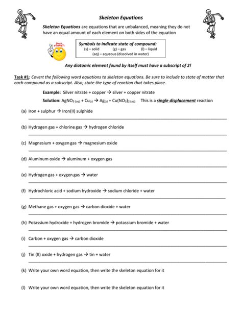 Exemplary Skeletal Chemical Equation Examples Magnification Of
