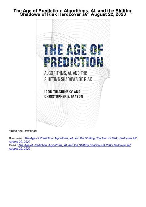 Pdf ️download ️ The Age Of Prediction Algorithms Ai And The Shifting