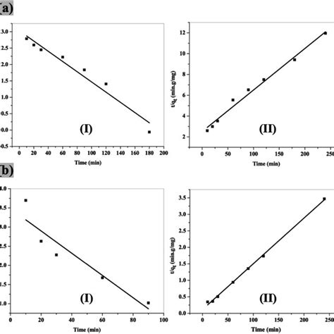 Kinetics Plot Of Pseudo First Order I And Second Order Ii For