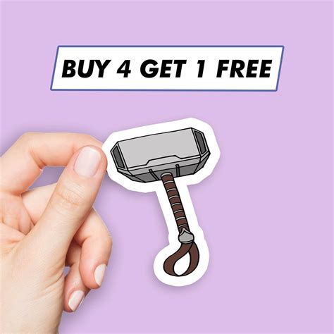 Thor Mjolnir Sticker Avengers Superhero Stickers Laptop Etsy