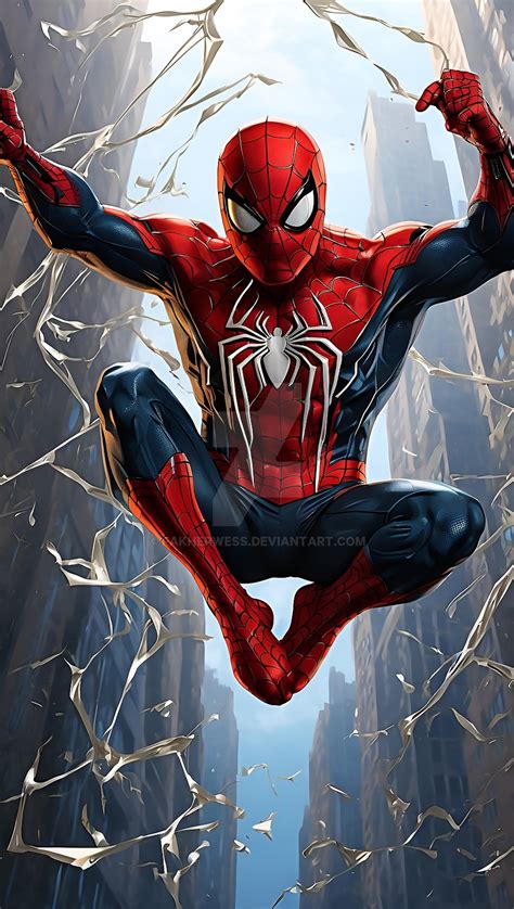 Spider Man Fly Between Buildings By Fakherwess On Deviantart