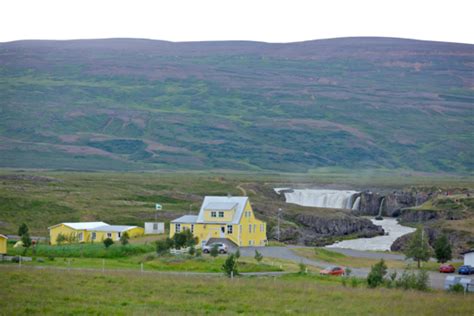 Godafoss Waterfall Danger River Long Exposition Countryside Iceland