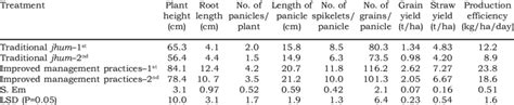 Growth Attributes Yield Components And Grain Yield Of Rice Under Download Table