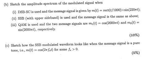B Sketch The Amplitude Spectrum Of The Modulated Chegg Com