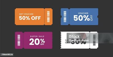 쿠폰 디자인 세트입니다 할인 바우처 선물 쿠폰 판매 촉진 템플릿 벡터 가격에 대한 스톡 벡터 아트 및 기타 이미지 가격 가격표 개념 Istock