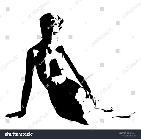 Stylized Vector Illustration Beautiful Naked Girl Stock Vector Royalty