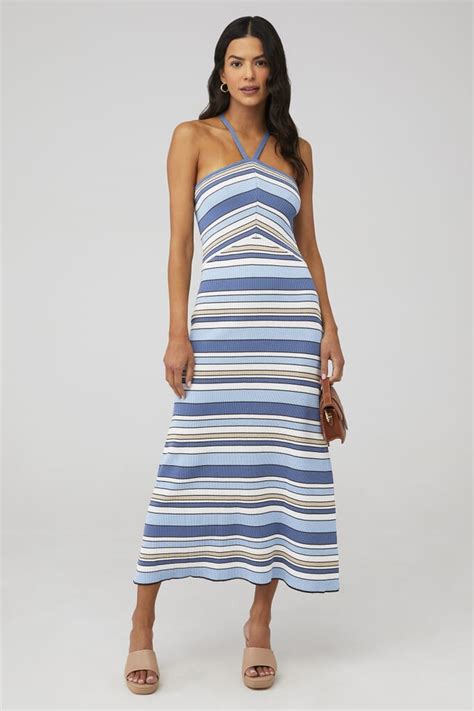 Minkpink Paige Stripe Knit Dress In Blue Fashionpass