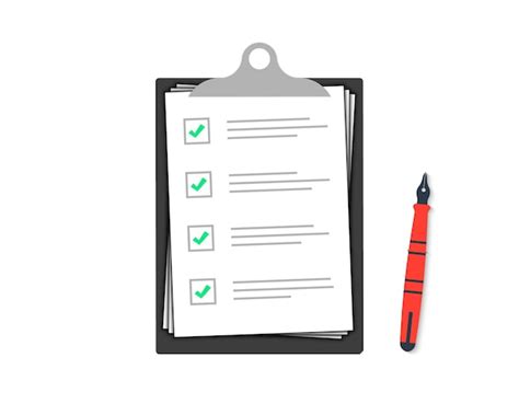 Klembord Met Vinkjes En Pen Checklist Met Een Penchecklist Teken