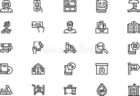 Library Icons Collection Is A Vector Illustration With Editable Stroke