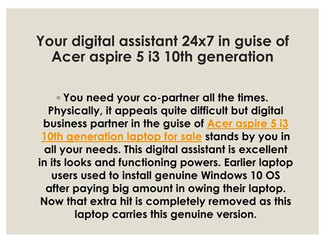 Ppt Your Digital Assistant 24x7 In Guise Of Acer Aspire 5 I3 10th