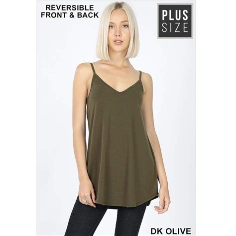 Reversible Spaghetti Cami V Neck Scoop Neck Tank Tops Tank Top