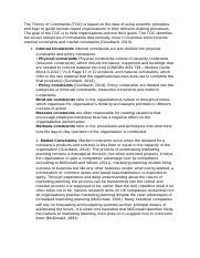 The Theory Of Constraints Docx The Theory Of Constraints TOC Is Based On The Idea Of Using