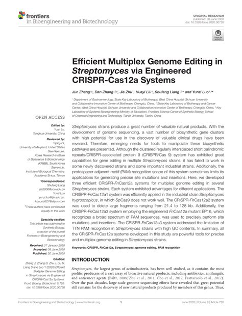 Pdf Efficient Multiplex Genome Editing In Streptomyces Via Engineered