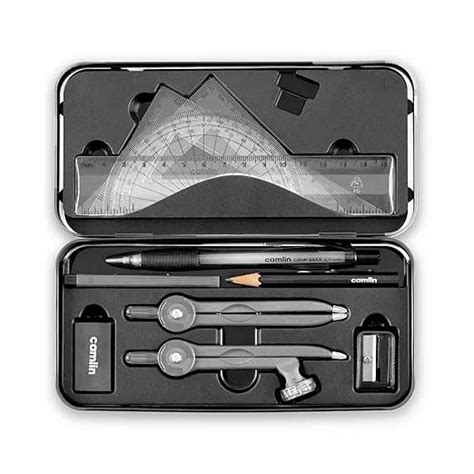 Camlin Scholar Plus Mathematical Drawing Instruments Geometry Box Black