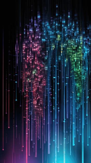 Premium Ai Image Binary Code Waterfall With Colors Wallpaper For The