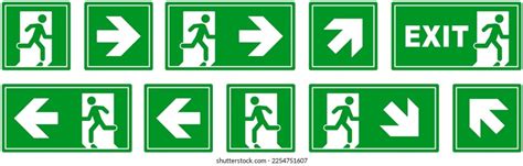 Emergency Exit Sign Set Man Running Vector στοκ χωρίς δικαιώματα
