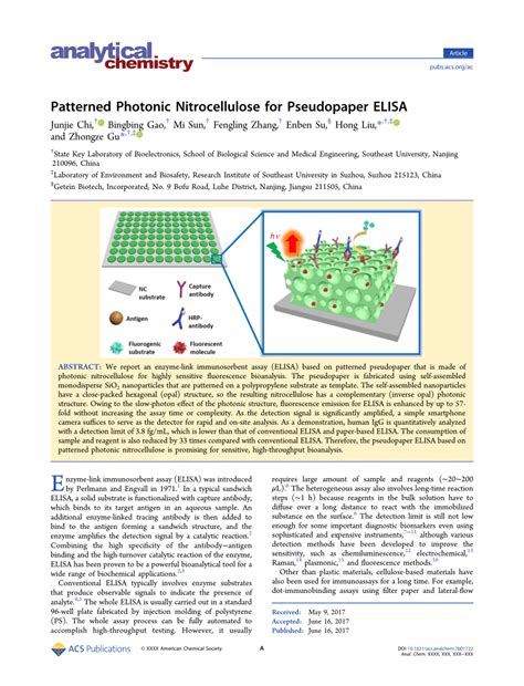 Pdf Patterned Photonic Nitrocellulose For Pseudopaper Elisa