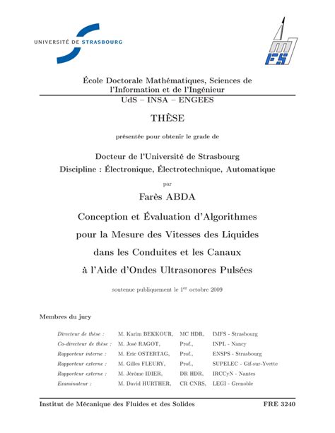 Pdf Conception And Evaluation Of Algorithms For The Measurement Of The Velocity Of Liquids In