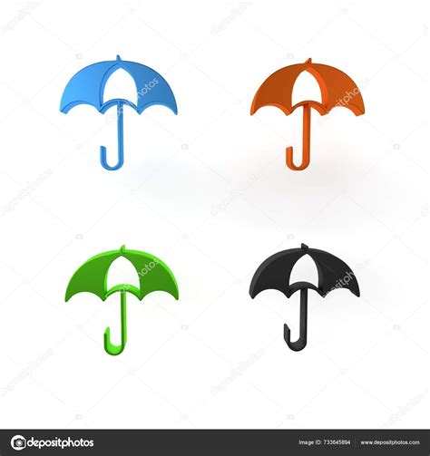 Colorful Umbrella Icon Isolated White Background Insurance Concept